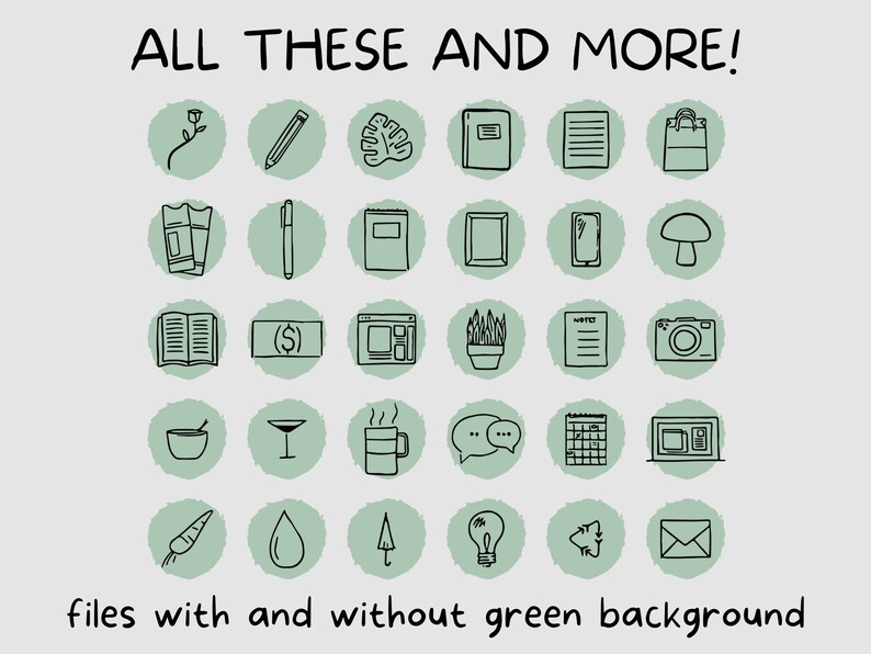 Notion Icons Lifestyle Stickers Sage Green (Instant Download) - Etsy