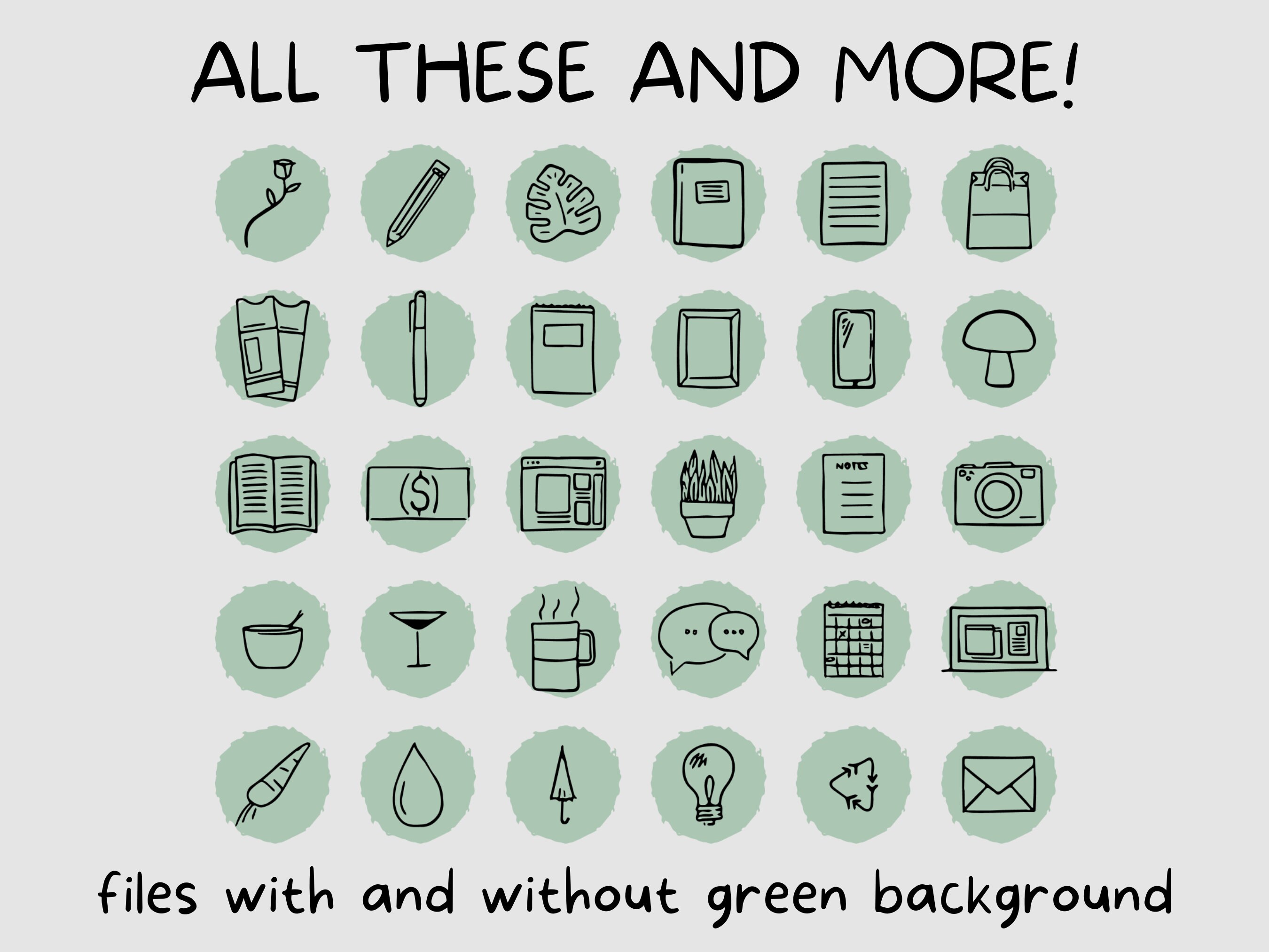 Notion Icons Lifestyle Stickers Sage Green (Instant Download) - Etsy