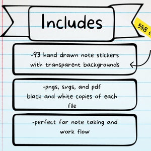 Note Taking Stickers| Digital Downloads| School, Planner, Journal ...