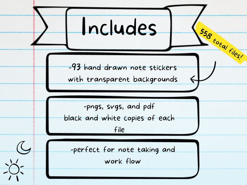 Note Taking Stickers| Digital Downloads| School, Planner, Journal ...