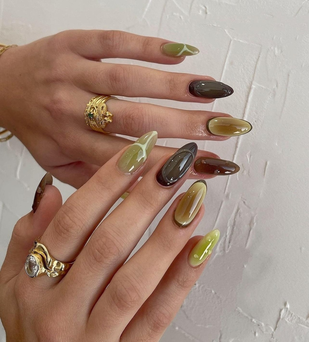 3D Multi-color Press on Nails: Freestyle Faux Acrylic Gel Nails - Etsy