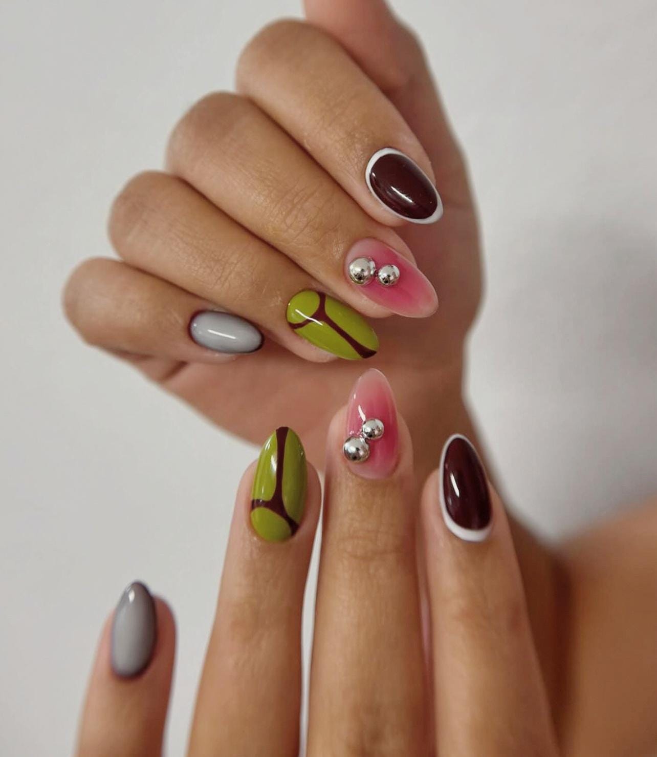 Multi Color Press on Nails: Freestyle Faux Acrylic Gel Nails - Etsy