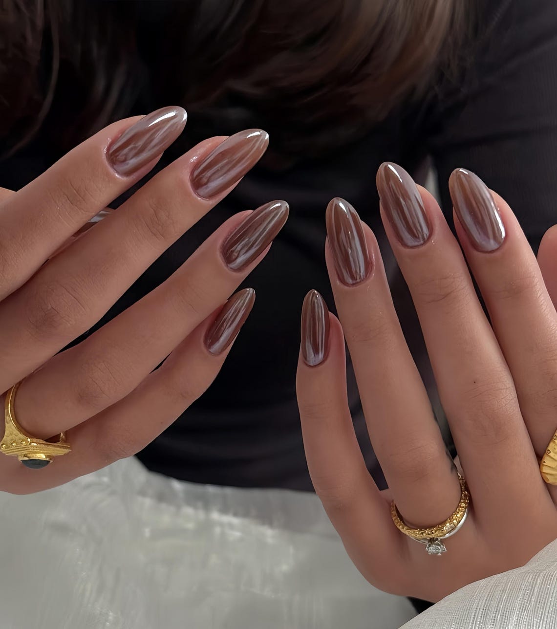 Chocolate Brown Chrome Press on Nails: Handmade Custom Nails - Etsy