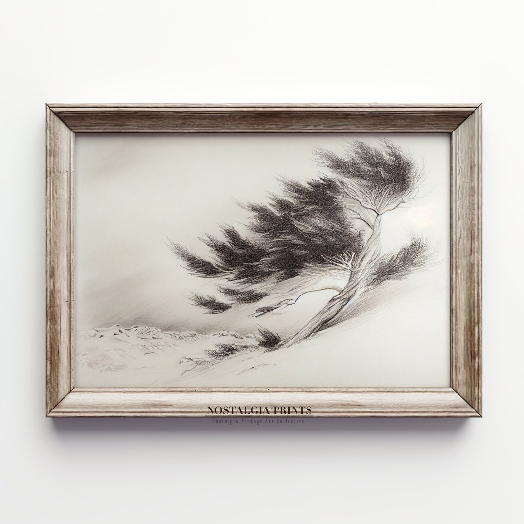 Rustic Vintage Pencil Drawing Rustic Farmhouse Wall Art Rustic Cottage ...