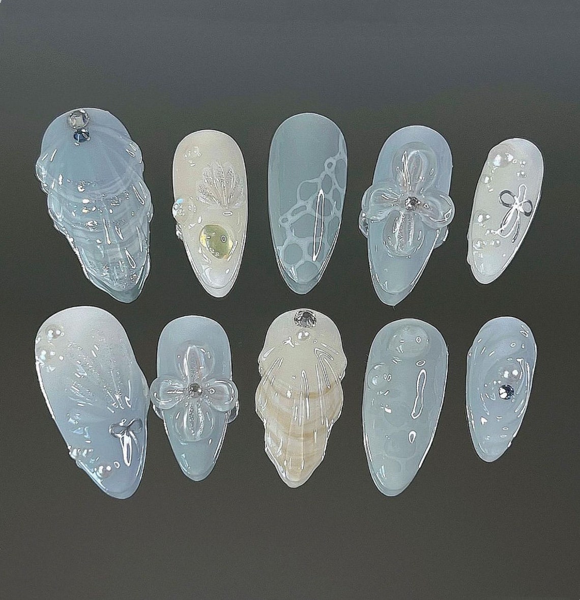 3d Shell Nail/ Custom Press on Nails/ Hand Made Press on Nails/faux ...