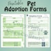 Printable Pet Adoption Form Animal Adoption Printable Download Pet ...