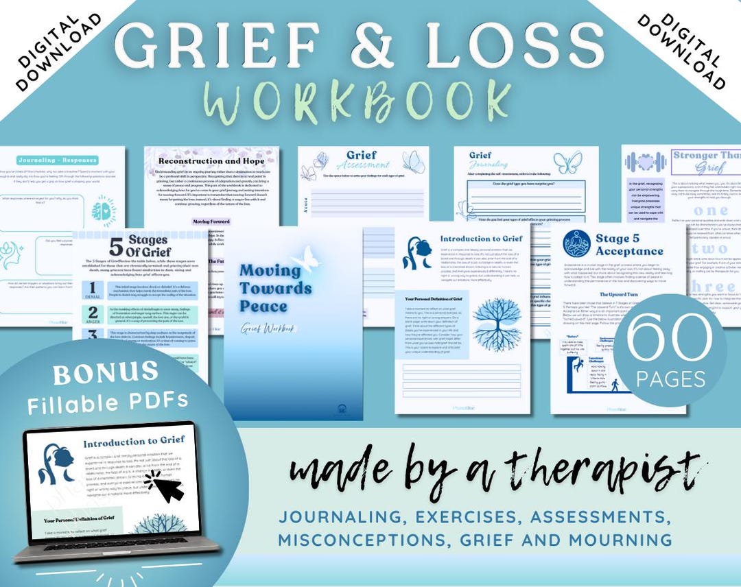 Grief Workbook, Printable Grief & Loss Workbook, Grief Counseling ...