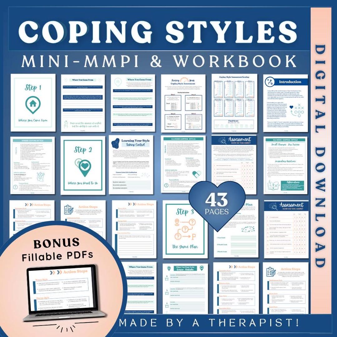 Printable Coping Style Workbook, Anxiety Counseling Worksheet ...