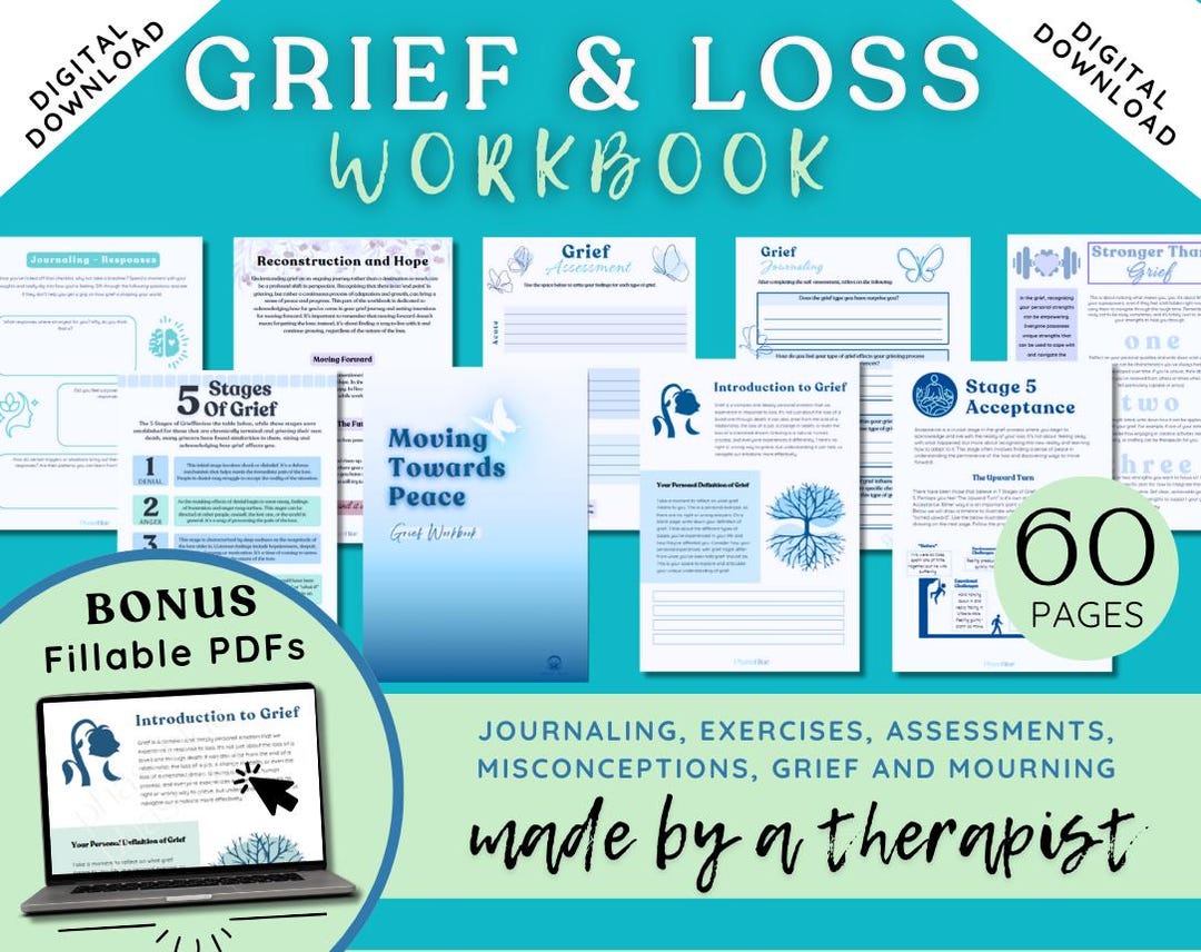 Grief Workbook, Printable Grief & Loss Workbook, Grief Counseling ...