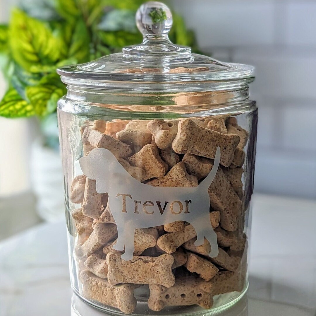 Personalized Dog Treat Jar Beagle Silhouette Dog Cookie Jar With Lid ...