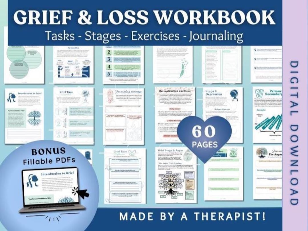 Printable Grief Workbook, Grief Counseling Worksheets, Psychology ...