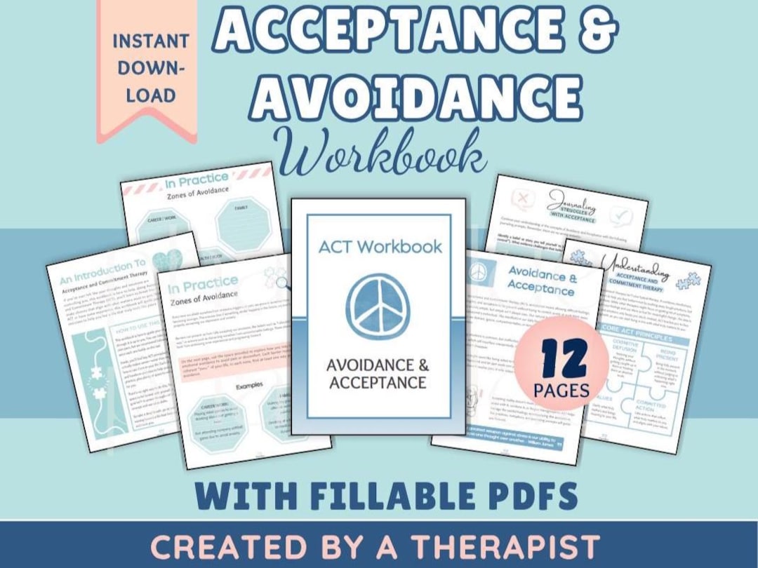 Avoidance Acceptance & Commitment Workbook Printable ACT Worksheet ...