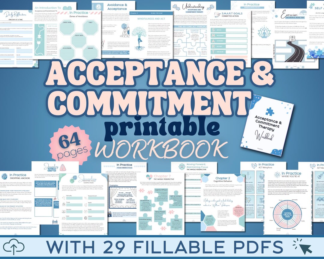 ACT Workbook Acceptance Commitment Workbook Printable ACT Worksheet ...