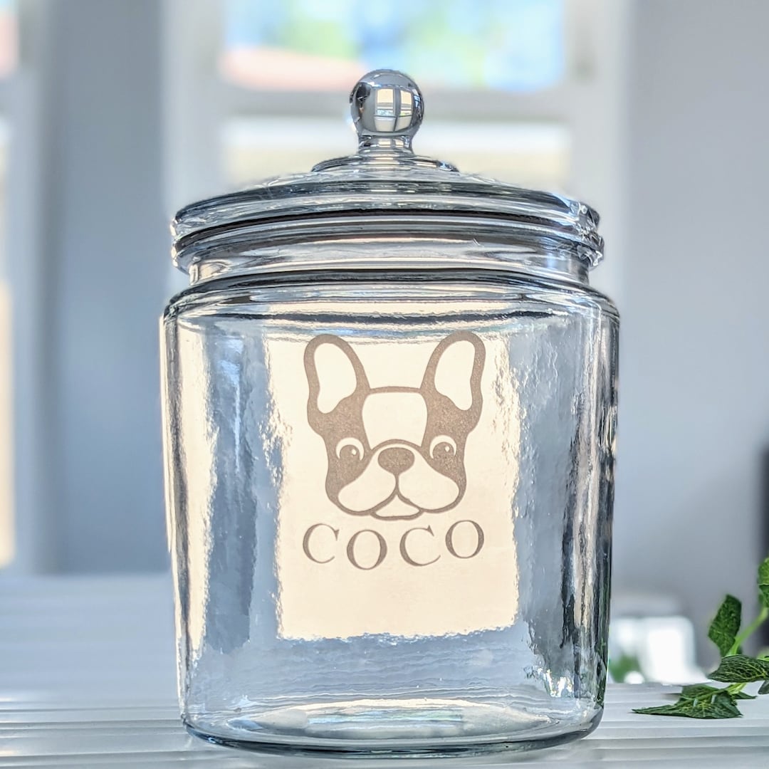 Personalized French Bulldog Glass Treat Jar Dog Bone Jar Frenchie Good ...