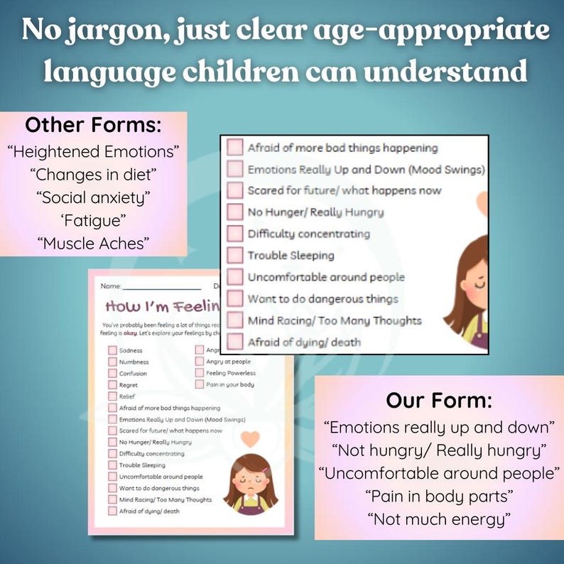 Grief Therapy Worksheets, Kids Teens Counseling, Grief Check-in ...