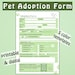 Printable Pet Adoption Form Animal Adoption Printable Download Pet ...