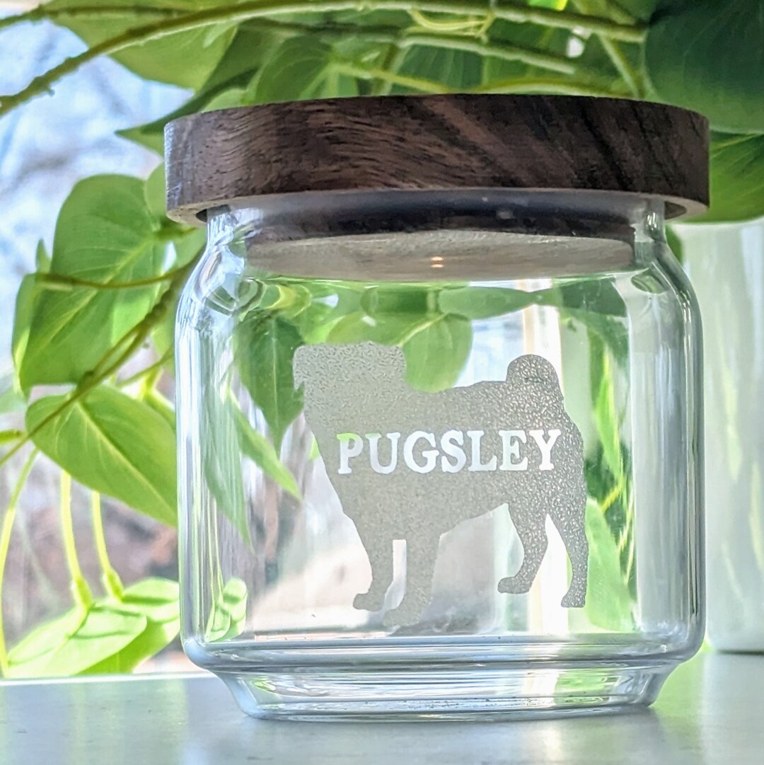 Custom Small Dog Treat Jar, Pug Dog Mom, Pug Gift Idea, Pug Decor ...