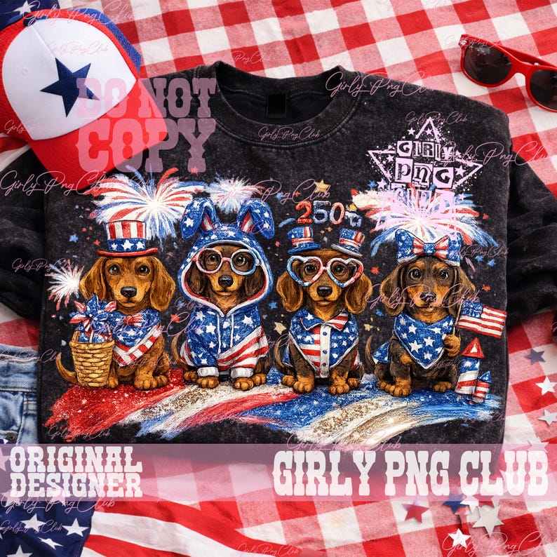 American Dachshund Dog PNG, Retro Dog 4th of July and 250 Year Graphic ...