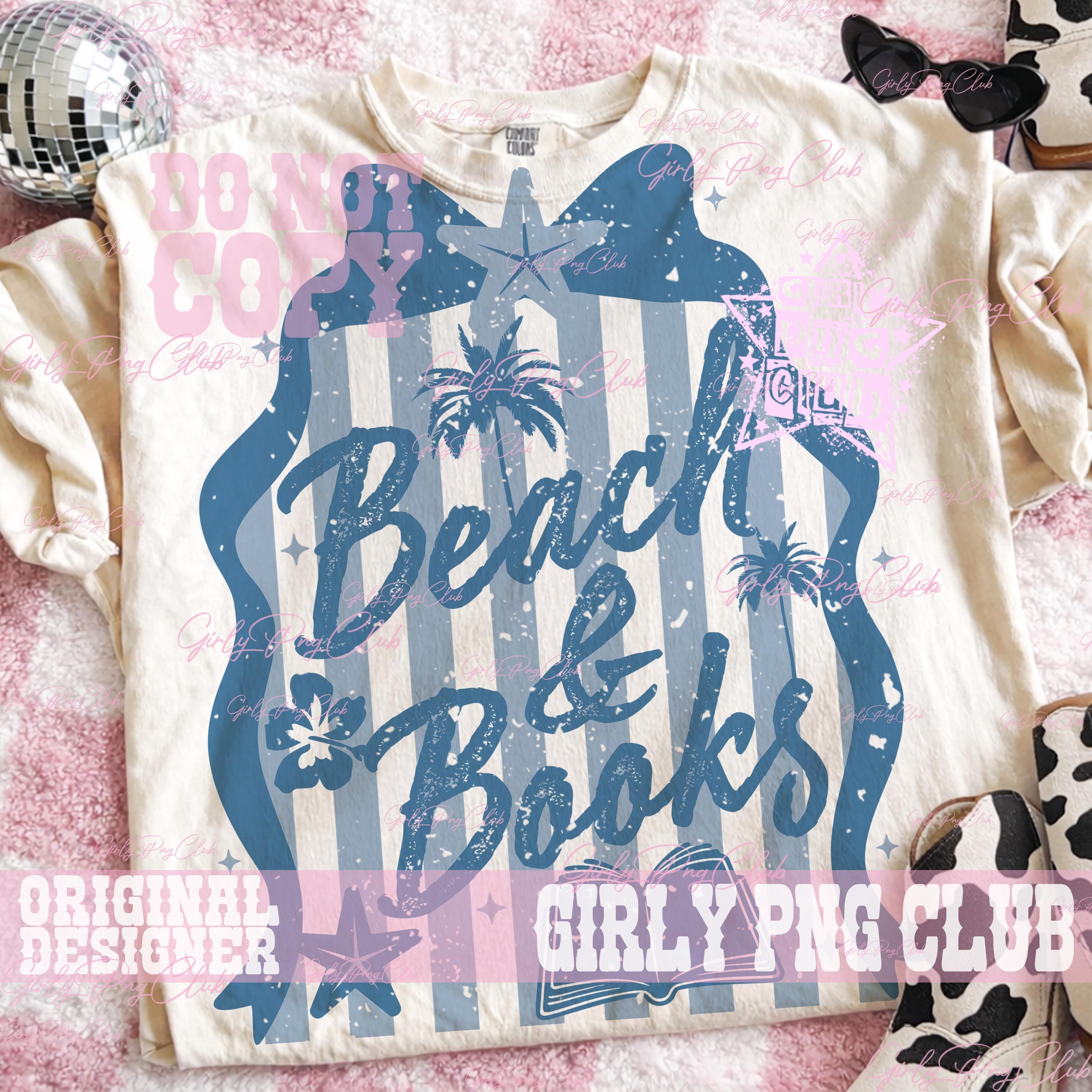 Coquette Beach and Books PNG, Preppy Book Girly Shirt Design (digital ...