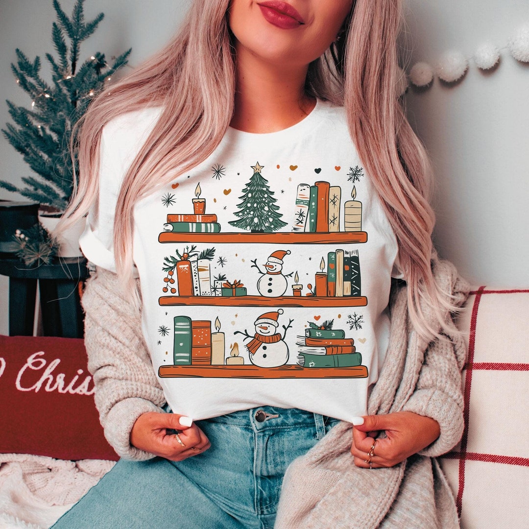 Cozy Christmas Bookshelf Png, Reader Book Club Sublimation Design ...