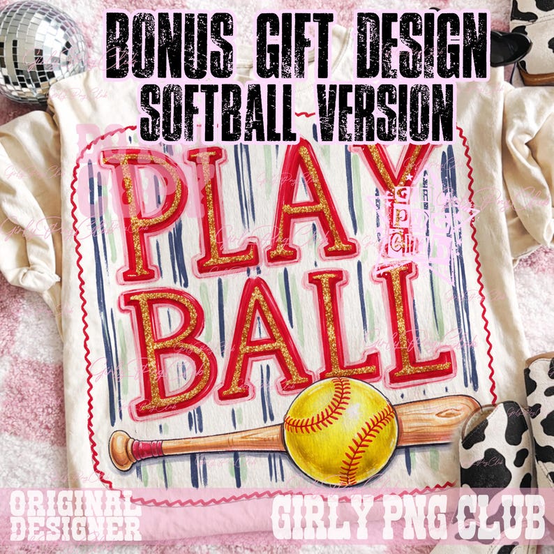Baseball Play Ball Coquette PNG, Girly Game Day Shirt Designs (digital ...