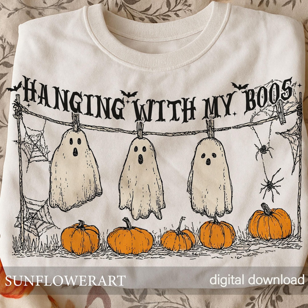 Funny Hanging Ghosts Halloween PNG, Hangin’ With My Boos Shirt Design ...