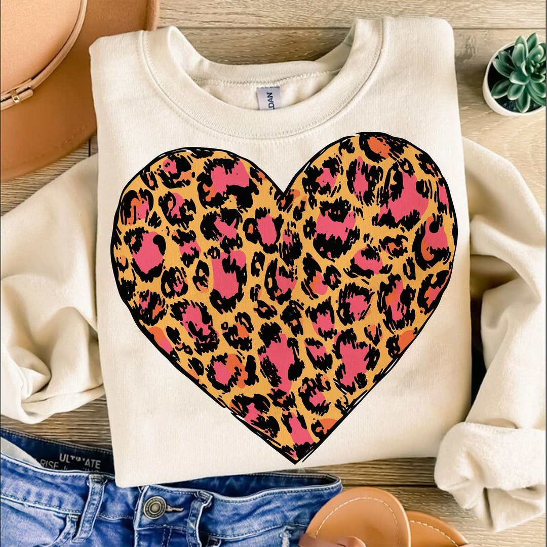 Valentine's Day Heart Leopard Print Png, Retro Valentine Shirt Design ...