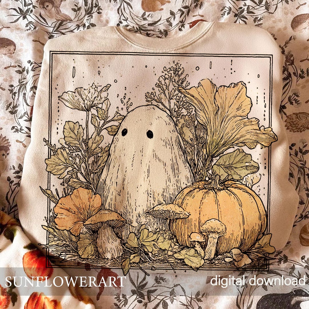 Halloween Fall Ghost Boho Png, Girly Pink Pumpkin Png, Boho Floral Fall ...