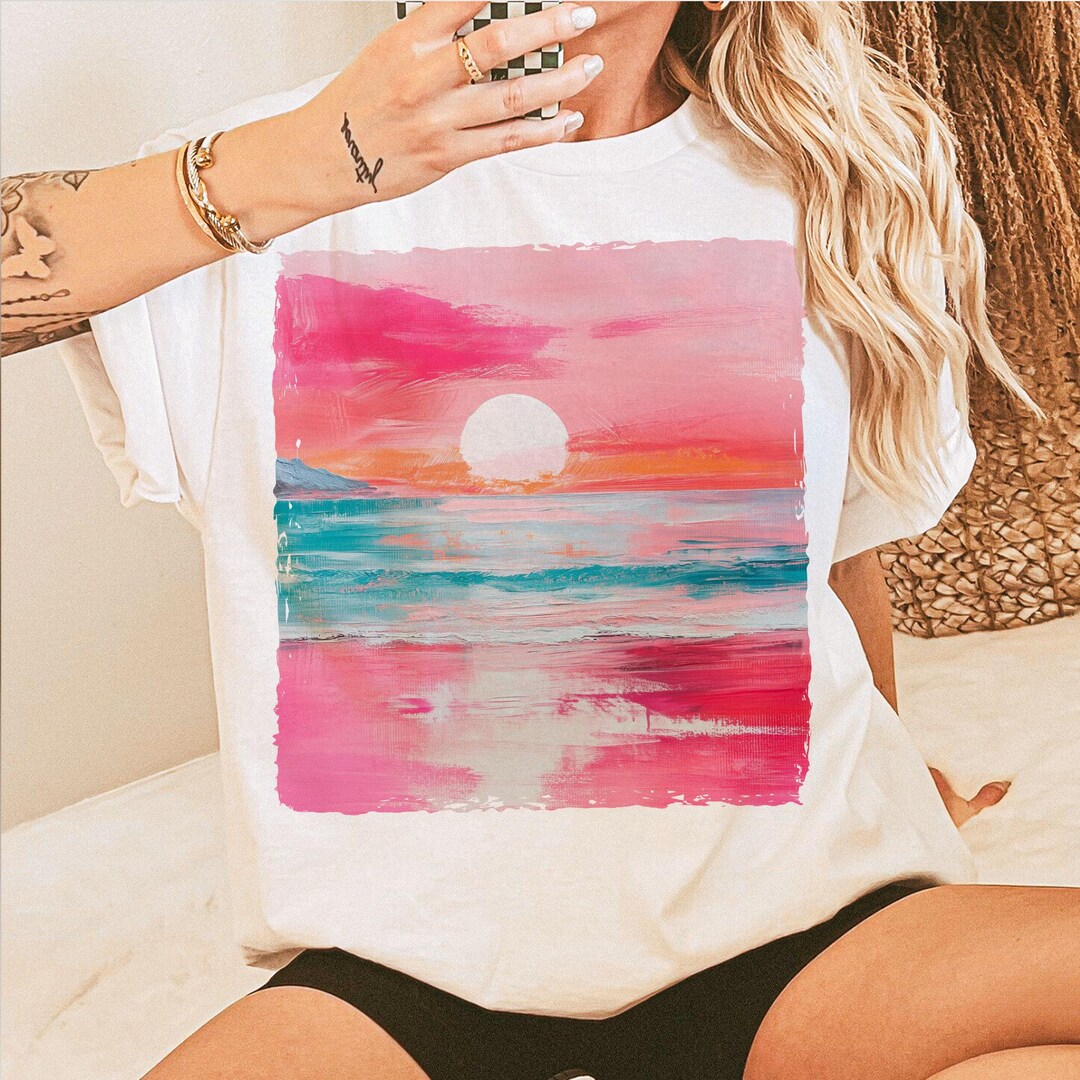 Retro Brushstroke Sunset PNG, Vintage Summer PNG, Summer Png, Sunset ...