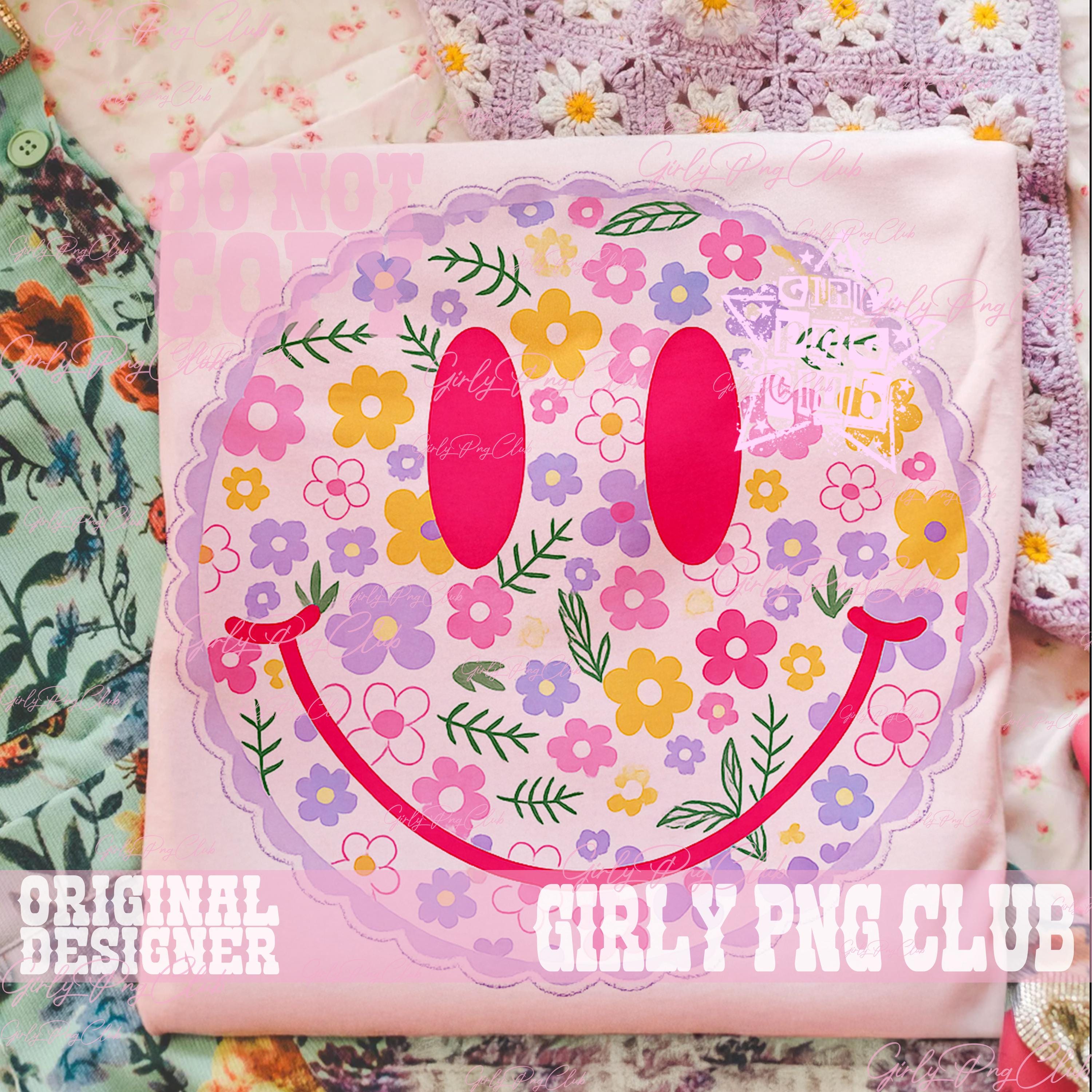 Spring Floral Smiley Face PNG, Happy Floral Shirt Design (digital ...