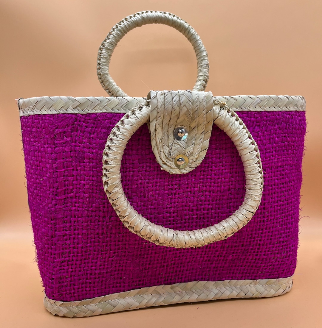 Handwoven Mexican Tote Hand Bag - Made With Palm Leaf and Jute - Etsy