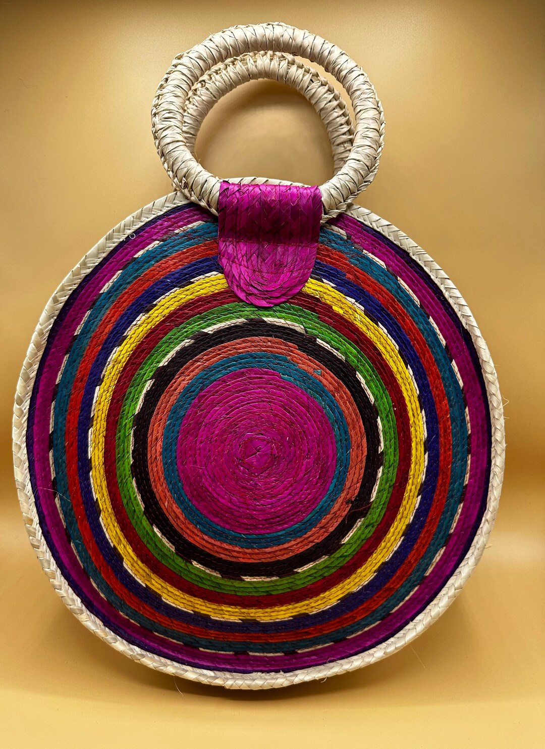 Handmade Round Handbag Made With Palm Leaf - Etsy