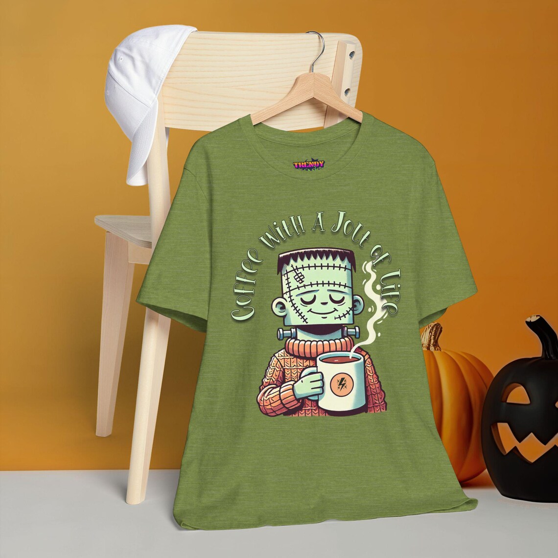 Frankenstein Coffee T-shirt | Halloween Monster Bella+canvas Tee - Etsy