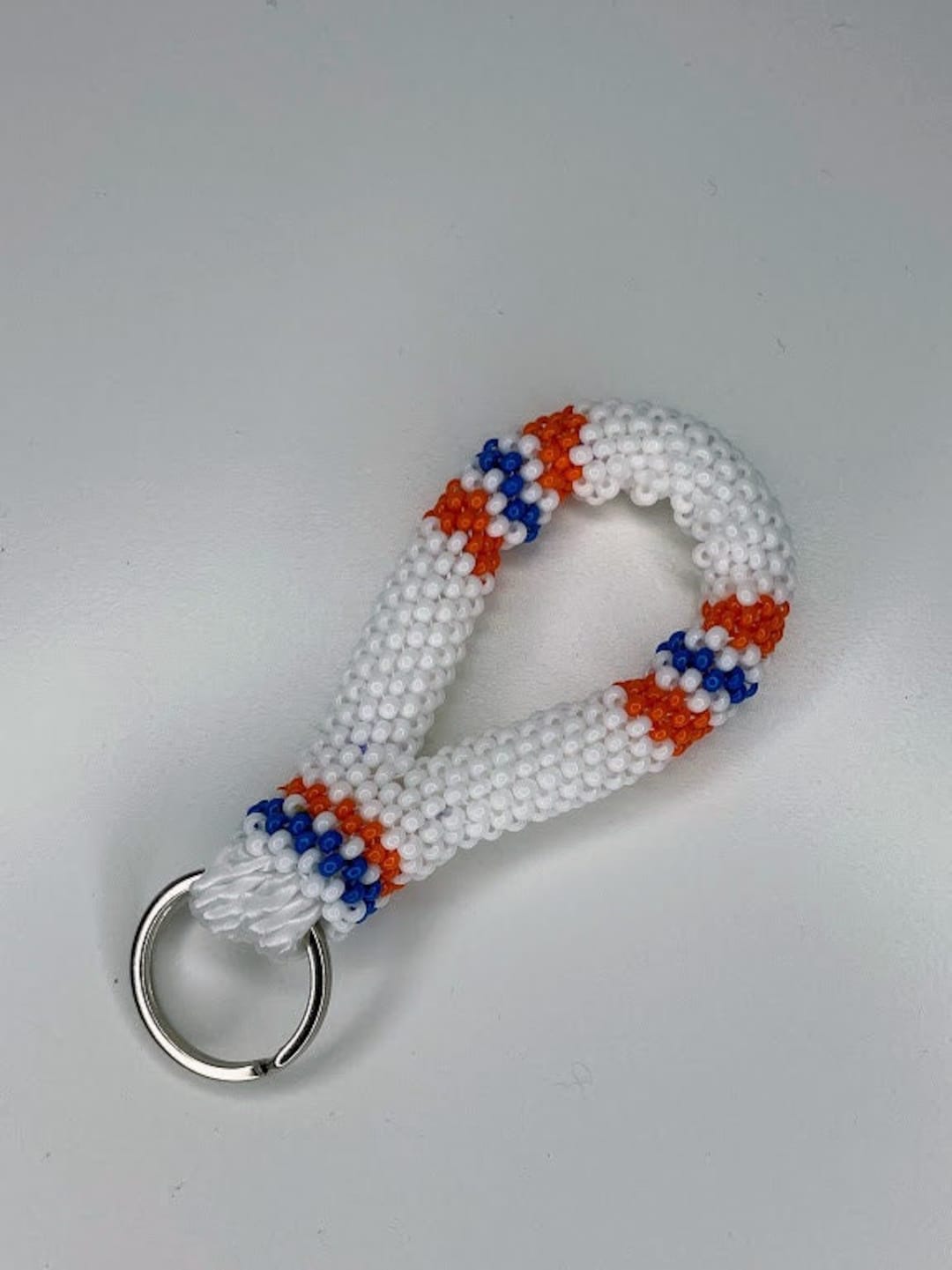 Blue and Orange Peyote Stitch Keychain - Etsy