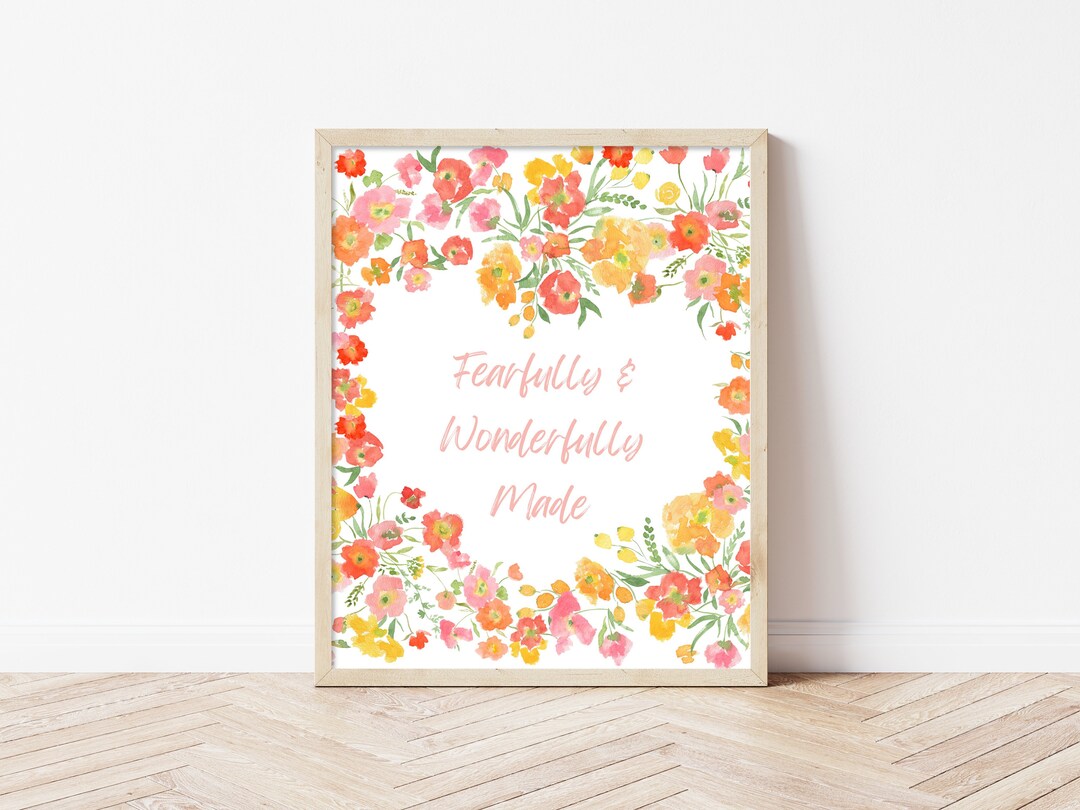 Fearfully and Wonderfully Made Printable Wall Art, Baby Girl Nursery ...