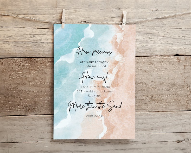 Beach Bible Verse Wall Art – “how Precious Are Your Thoughts” Psalm 139 ...
