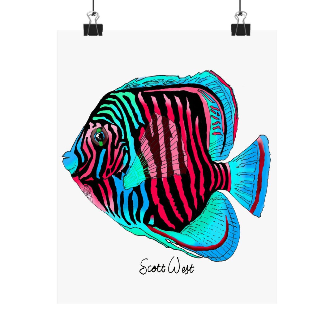 Vertical Posters, Ocean Reef Fish Design, Bright Lagoon Blue, Sea Foam ...