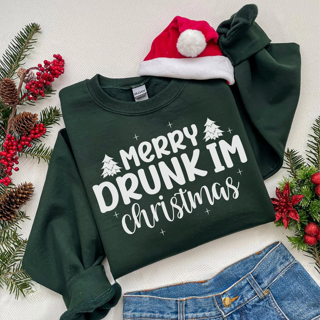 Merry Drunk I'm Christmas, Christmas Drinking Team Hoodie, Funny ...