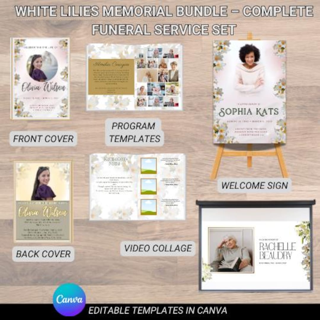 In Loving Memory Editable Canva Template Bundle – Funeral & Remembrance ...