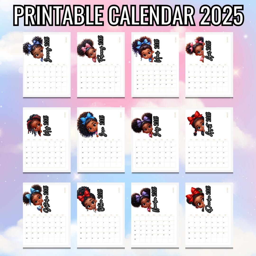 Little Queens Peeking Through 2025 – African American Calendar - Etsy