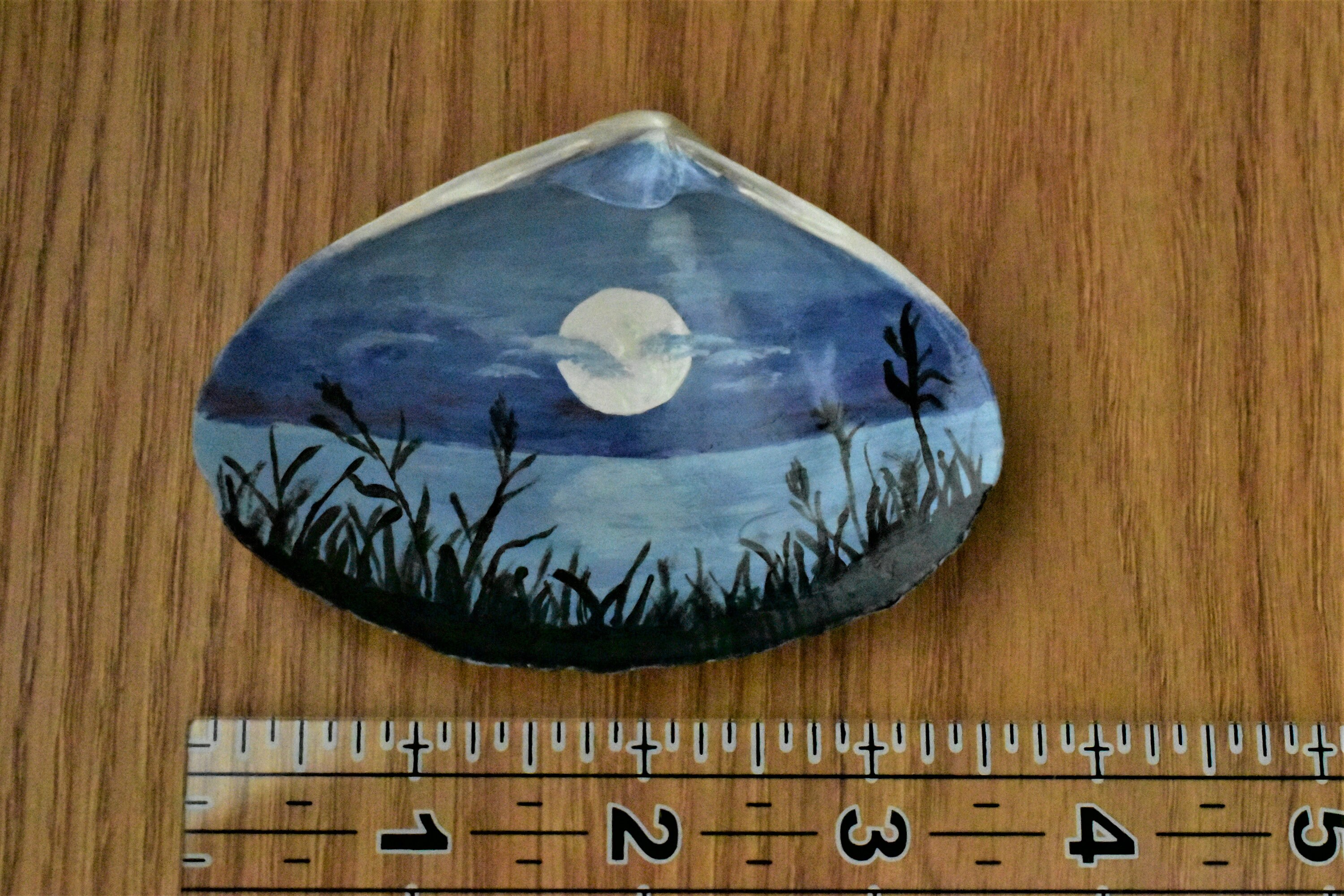 Hand Painted Moonrise Over the Ocean on Clam Shell - Etsy