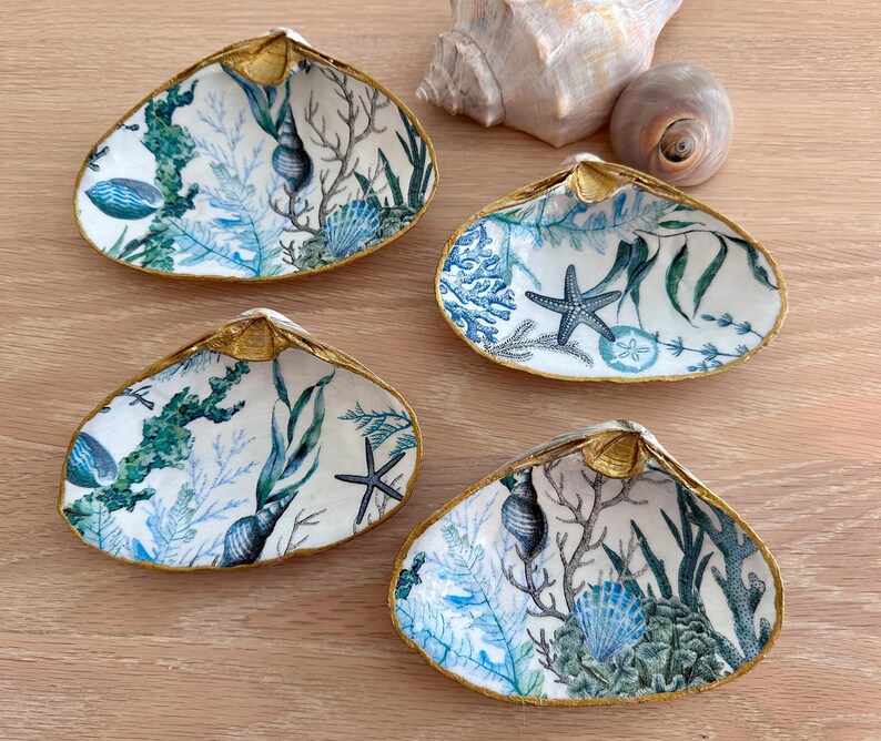 Coastal Decoupage Clam Shell - Etsy