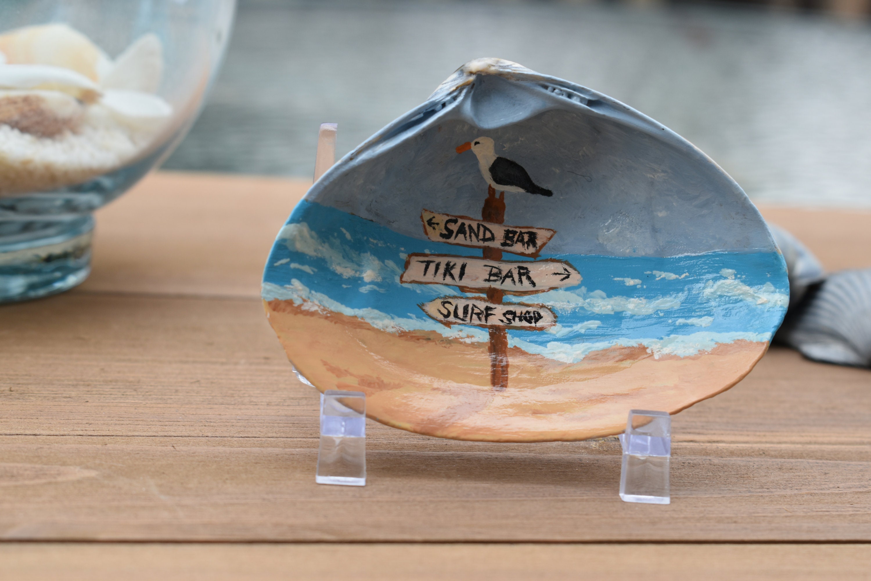 Hand Painted Beach Sign With Seagull on Clam Shell - Etsy