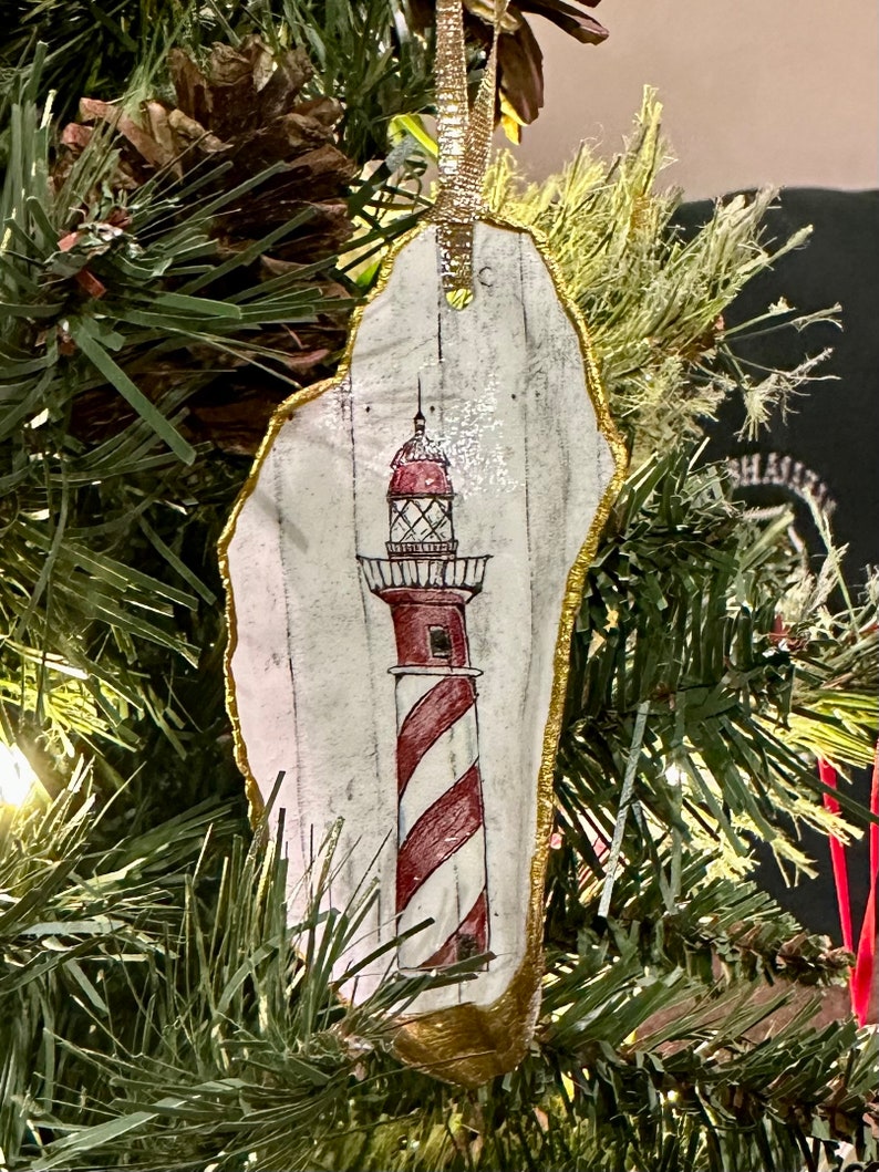 Colorful Lighthouse Decoupage Oyster Shell Ornaments - Etsy