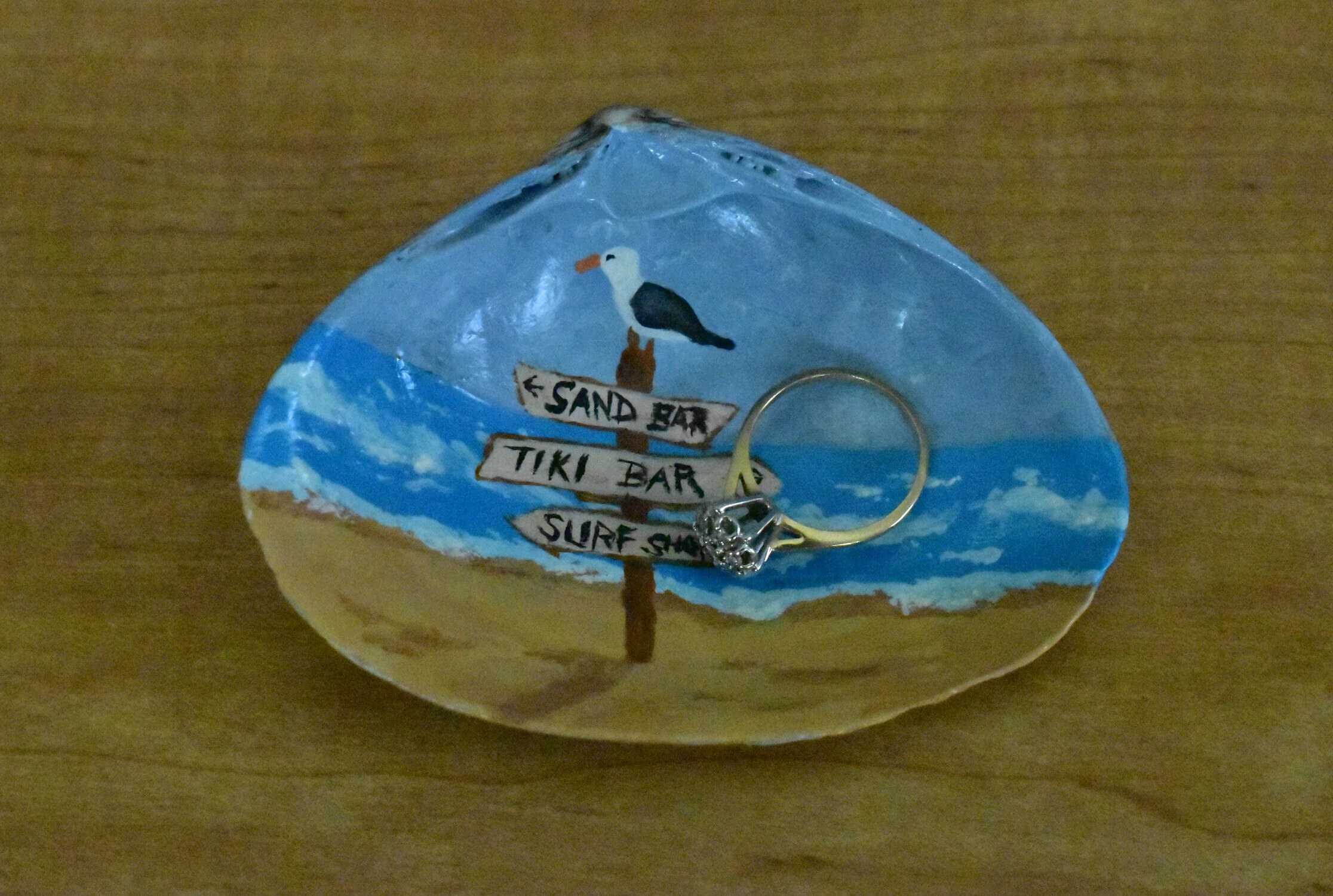 Hand Painted Beach Sign With Seagull on Clam Shell - Etsy