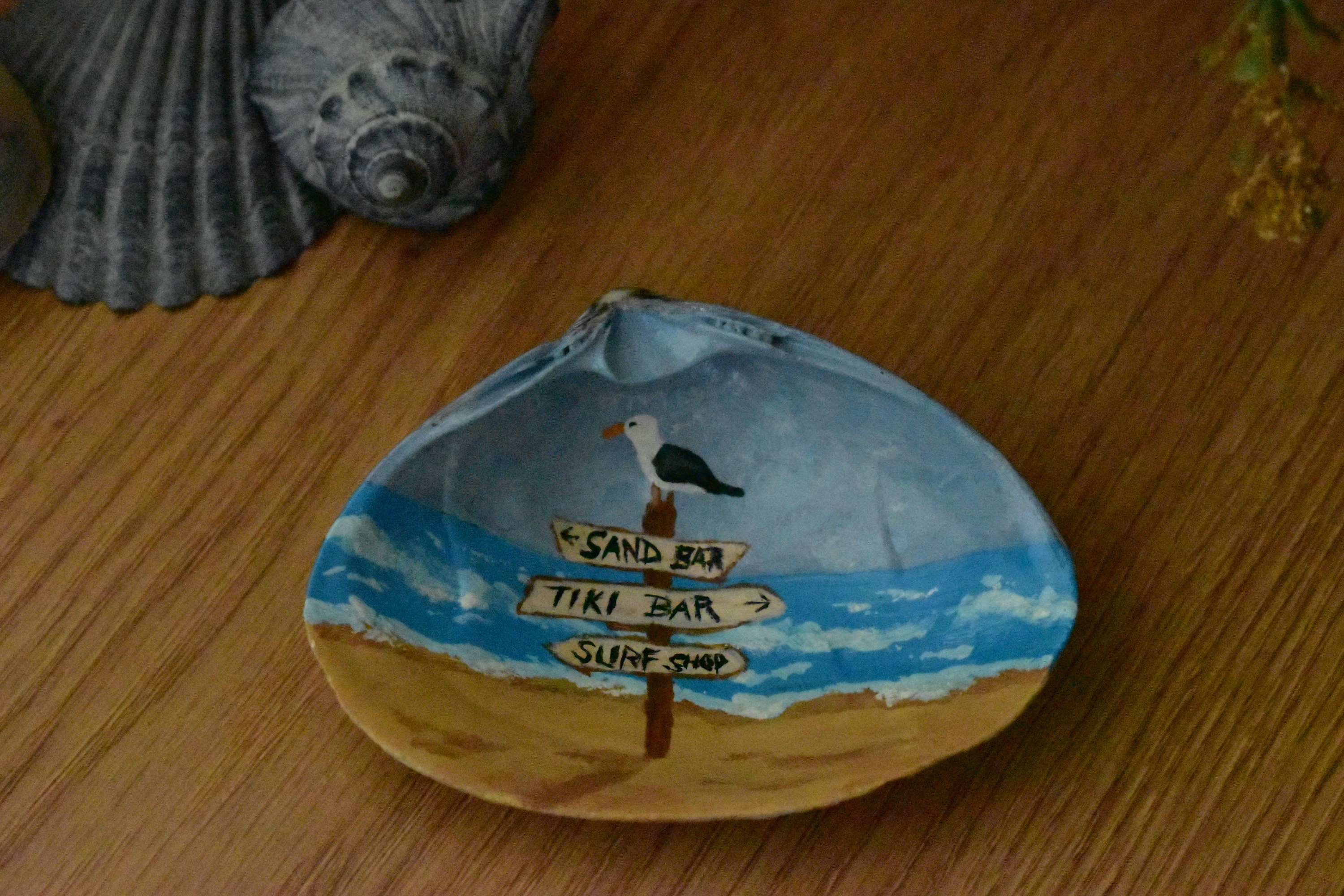 Hand Painted Beach Sign With Seagull on Clam Shell - Etsy
