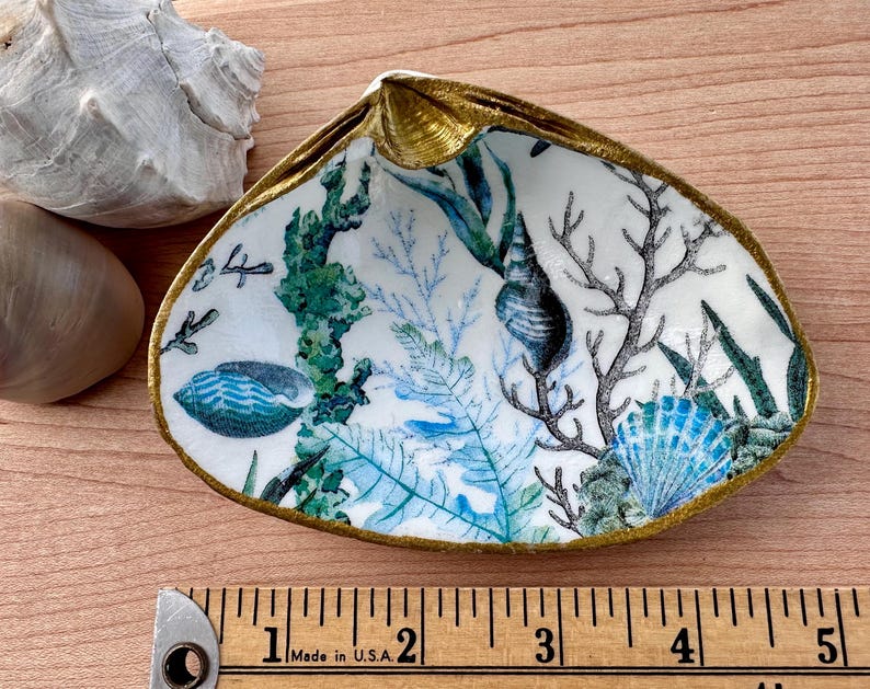 Coastal Decoupage Clam Shell - Etsy