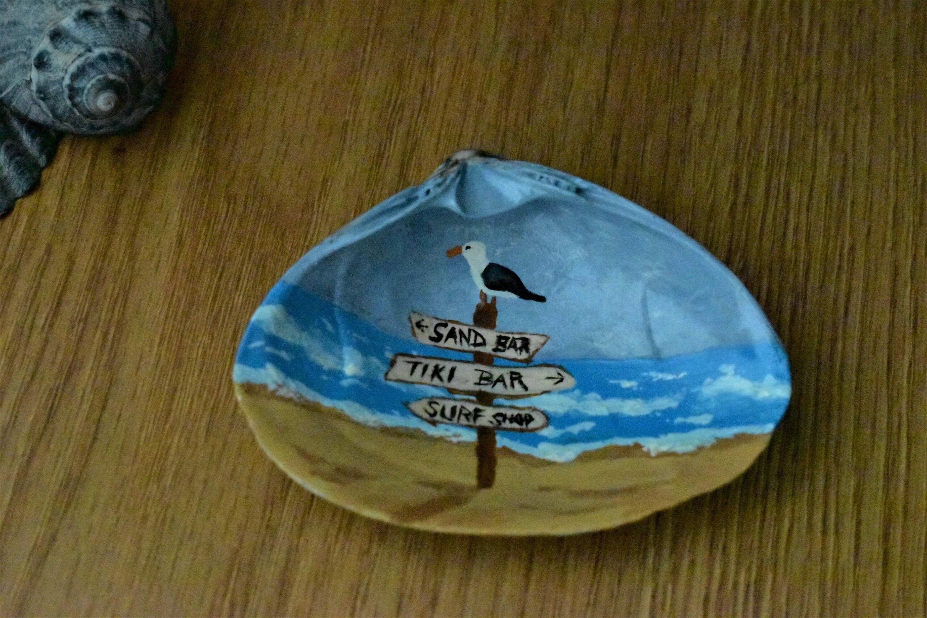Hand Painted Beach Sign With Seagull on Clam Shell - Etsy