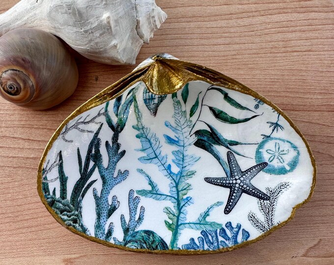 Coastal Decoupage Clam Shell - Etsy
