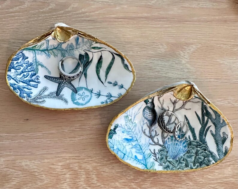 Coastal Decoupage Clam Shell - Etsy